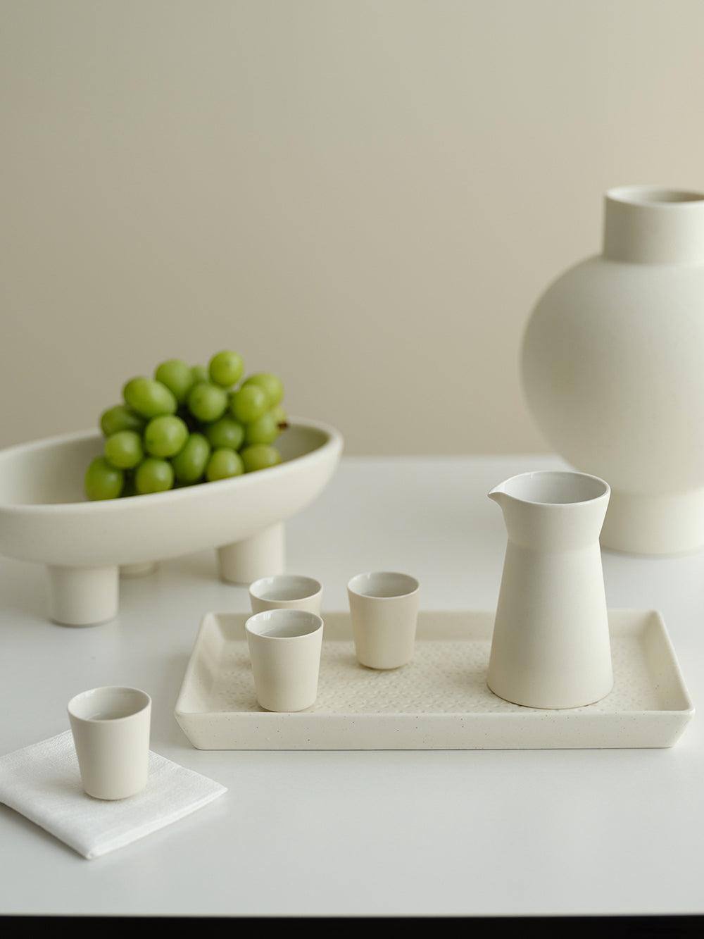 Japanese Style Sakura Sake Drinking Set Cream Color| WENSHUO HOME