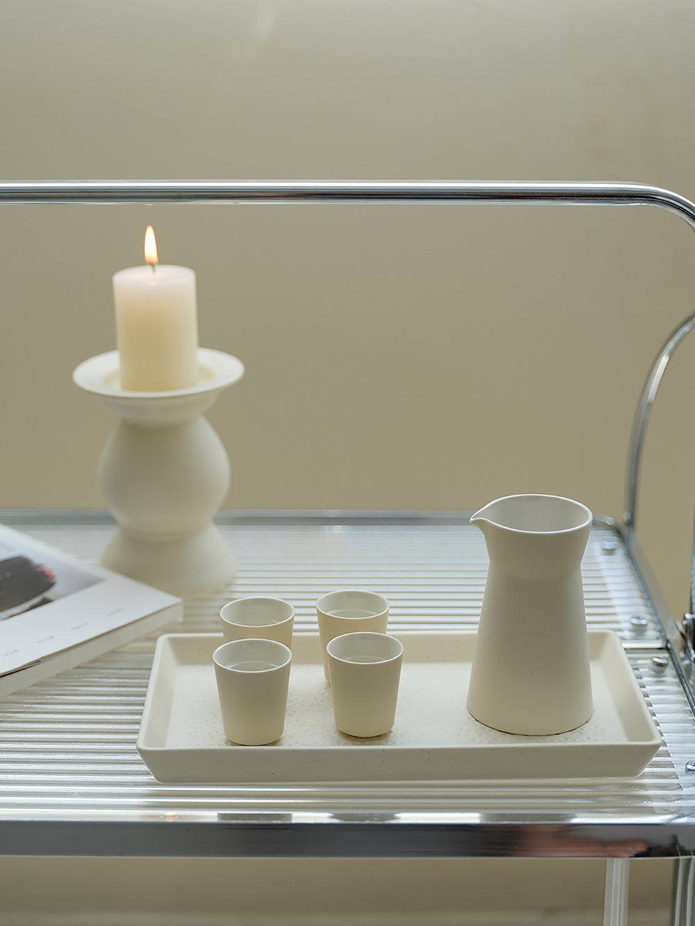 Japanese Style Sakura Sake Drinking Set Cream Color| WENSHUO HOME