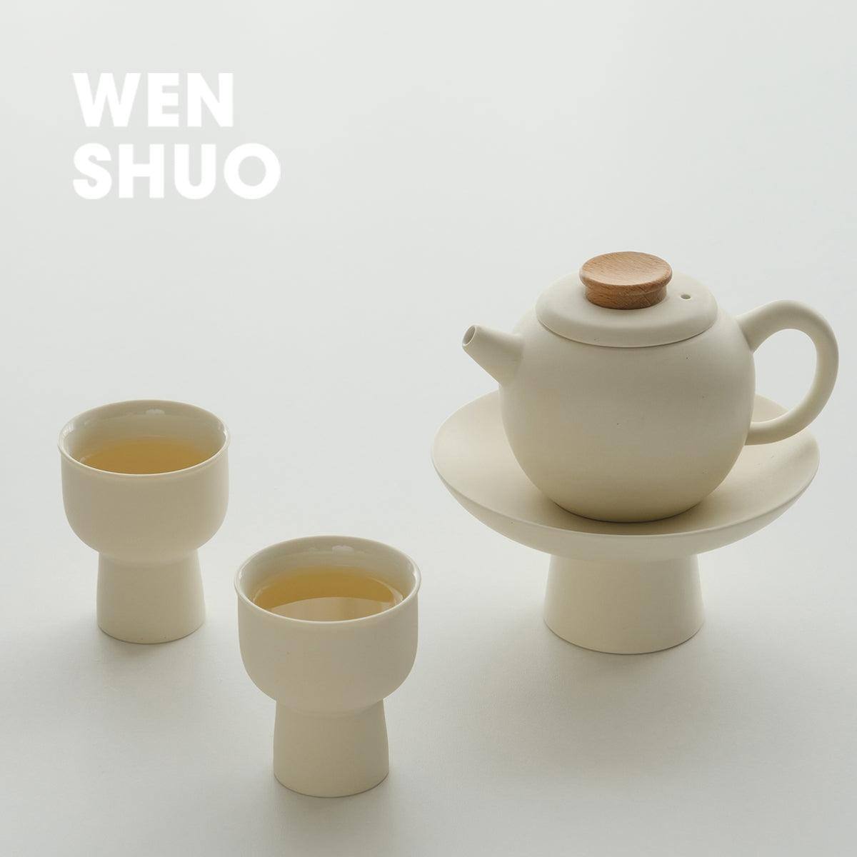 Japanese Style Cream Shoukei Brewing Tea Set With Goblet Cups | WENSHUO