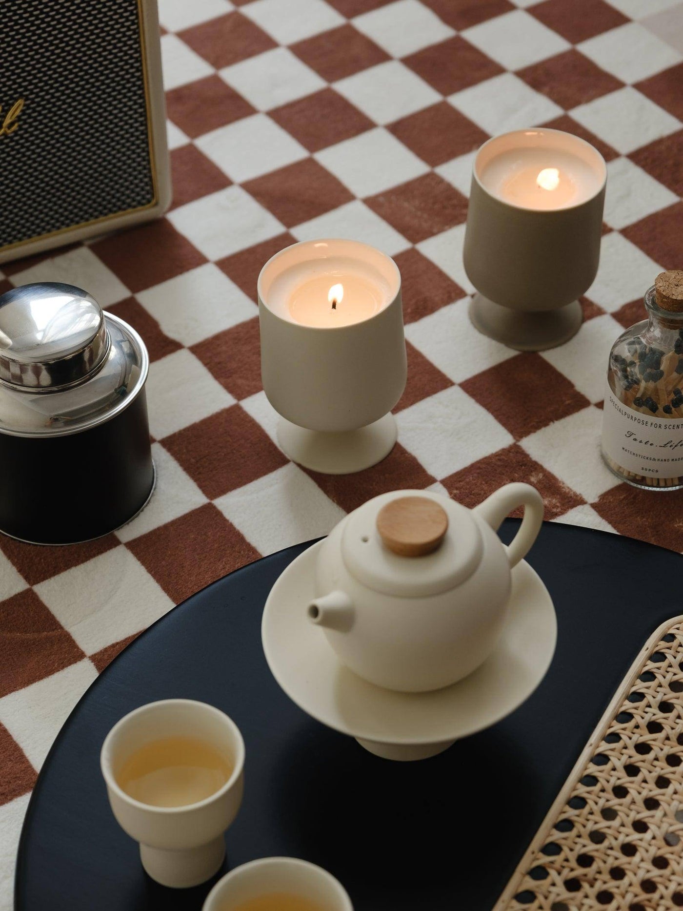 Japanese Style Cream Shoukei Brewing Tea Set With Goblet Cups | WENSHUO