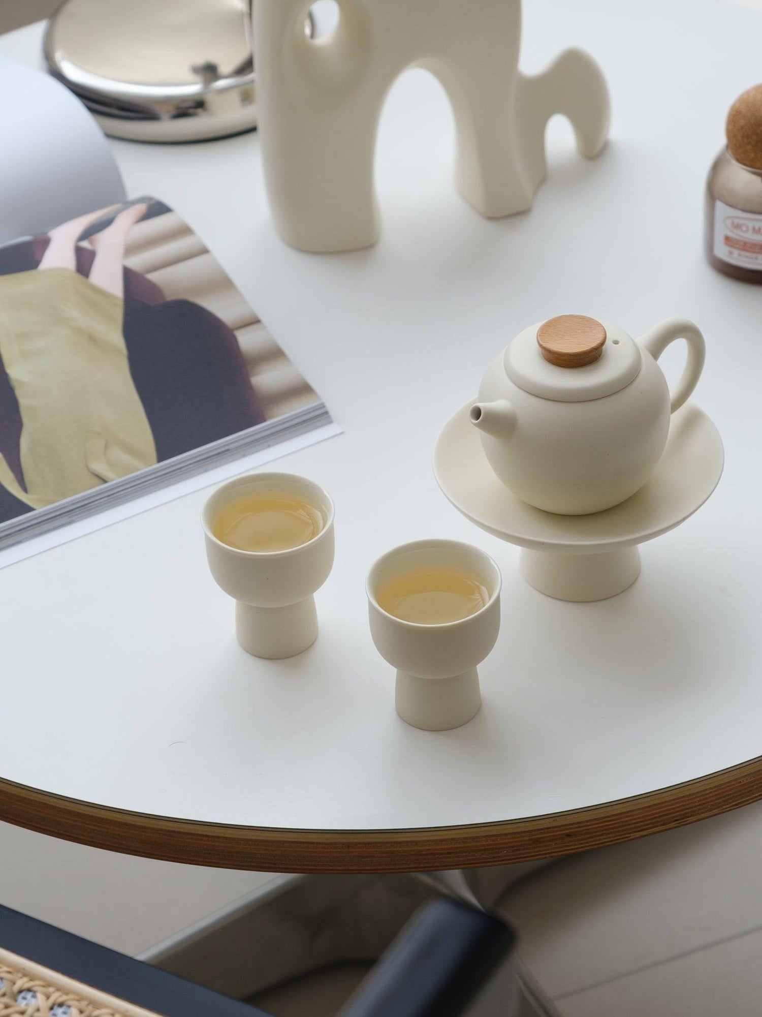 Japanese Style Cream Shoukei Brewing Tea Set With Goblet Cups | WENSHUO ...